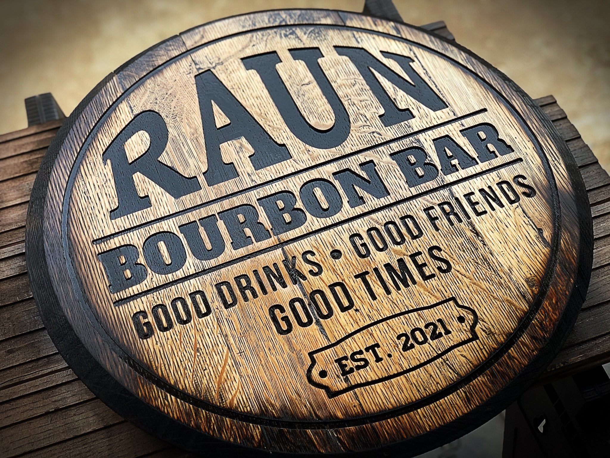 Personalized Bourbon Barrel Sign – Crosswired Creations